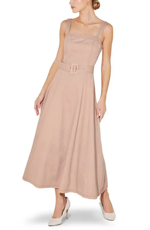 FREEMARKET Belted A-line Midi Dress - Blush