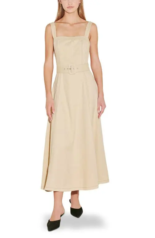FREEMARKET Belted A-line Midi Dress - Neutral