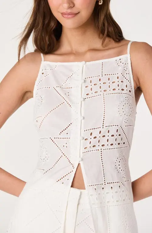 Astr The Label Mercy Eyelet Cotton Button-up Tunic Top