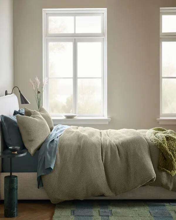 Quince Organic Waffle Duvet Cover - Dried Sage