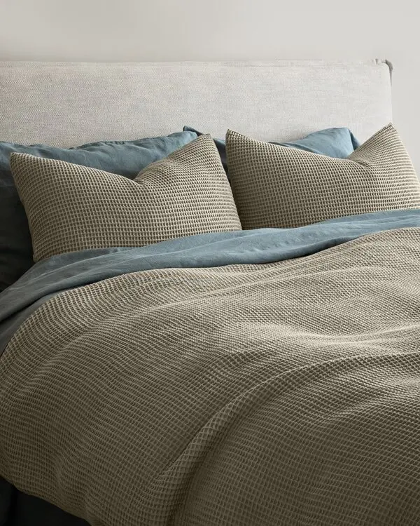 Quince Organic Waffle Duvet Cover - Dried Sage