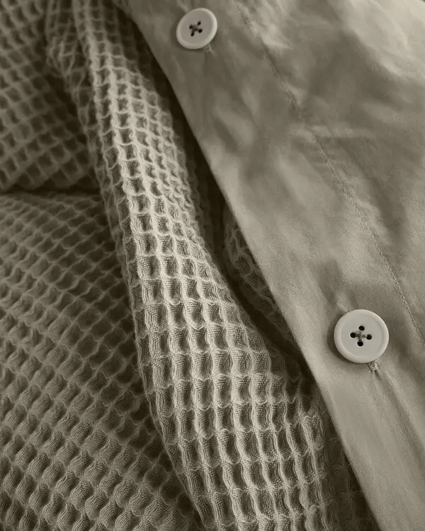 Quince Organic Waffle Duvet Cover - Dried Sage