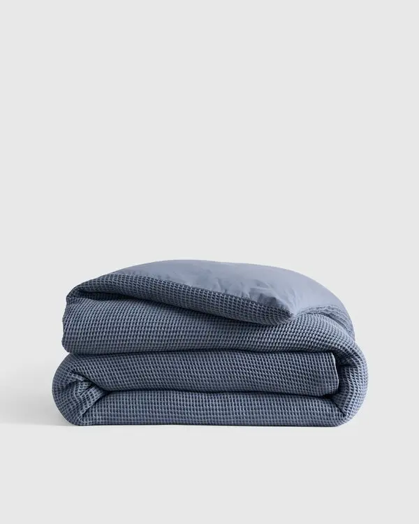 Quince Organic Waffle Duvet Cover - Mineral