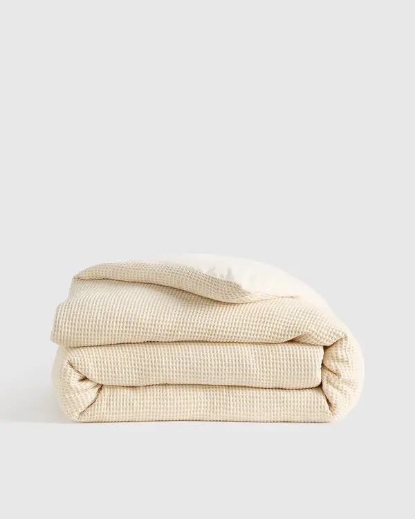 Quince Organic Waffle Duvet Cover - Undyed
