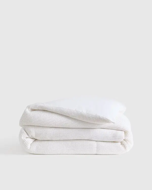 Quince Organic Waffle Duvet Cover - White