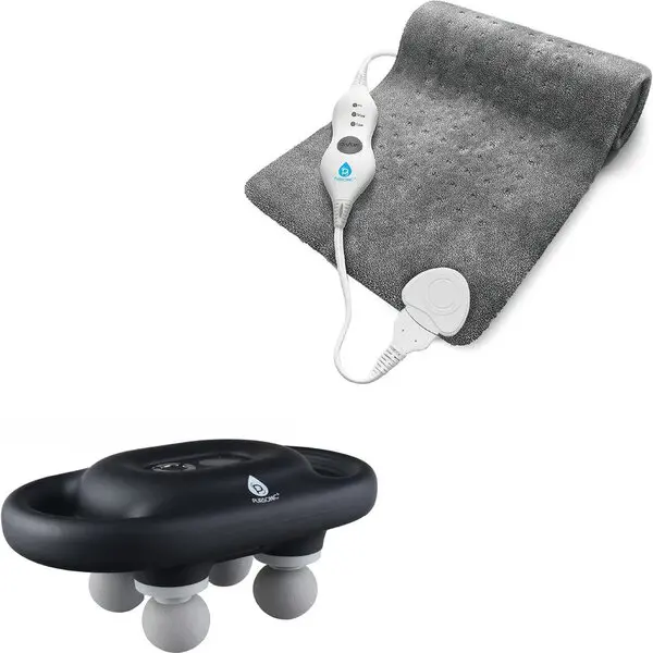 PURSONIC Recovery Essential 9-speed Massage Gun & Extra Large Microplush Heating Pad - Multicolor