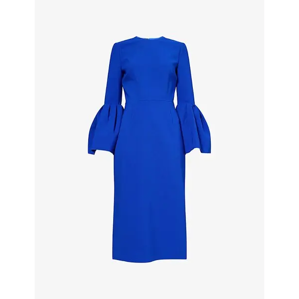 ROKSANDA Margot Puff-sleeve Woven Midi Dress - Iris