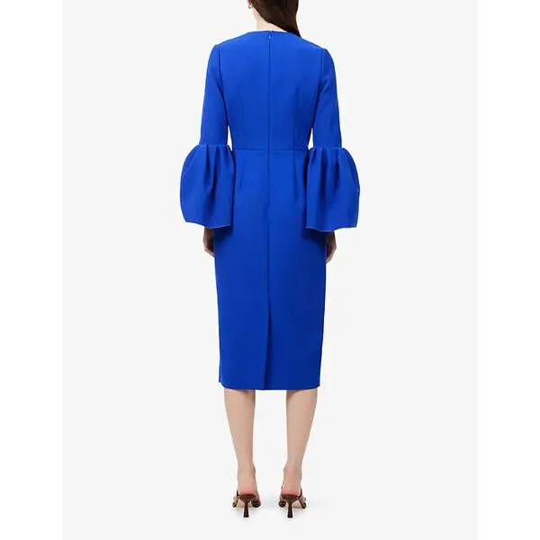 ROKSANDA Margot Puff-sleeve Woven Midi Dress - Iris
