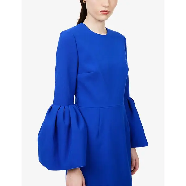 ROKSANDA Margot Puff-sleeve Woven Midi Dress - Iris