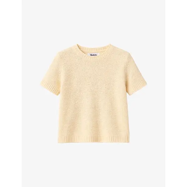 RO&ZO Short-sleeved Textured Knitted Top - Buttermilk
