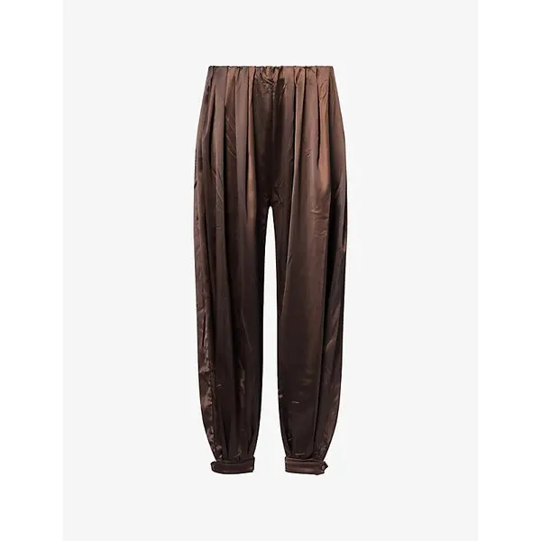 THE COUTURE CLUB Satin Harem Trousers - Chocolate