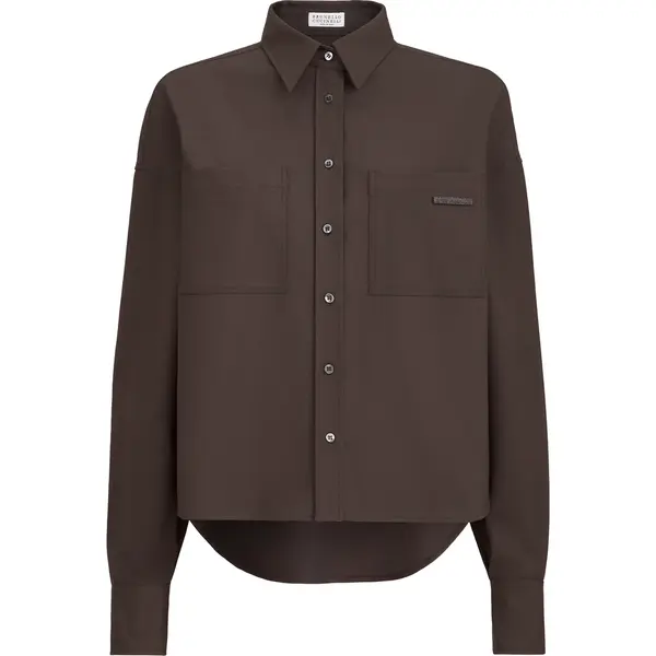 Brunello Cucinelli Tropical Luxury Wool Shirt - Brown
