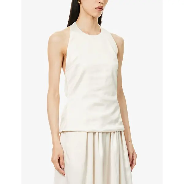 THE COUTURE CLUB Halterneck Sleeveless Satin Top - Ivory