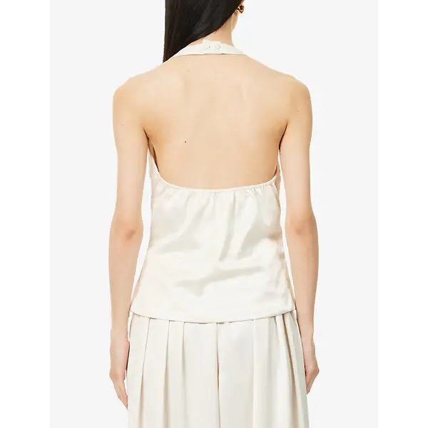 THE COUTURE CLUB Halterneck Sleeveless Satin Top - Ivory