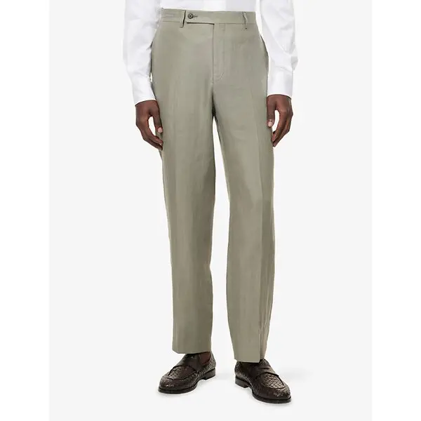 Corneliani Elasticated-waist Linen Trousers - Green Coloured 053