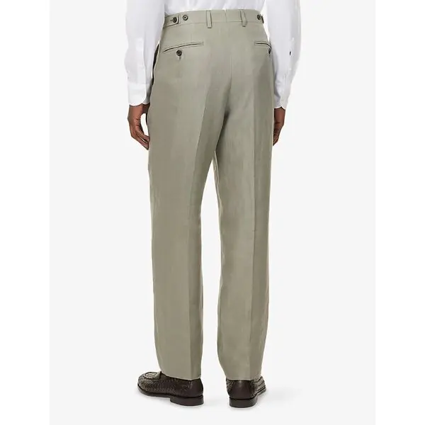Corneliani Elasticated-waist Linen Trousers - Green Coloured 053