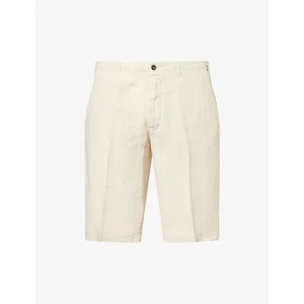 Corneliani Knee-length Linen Shorts - Natural / Beige 036