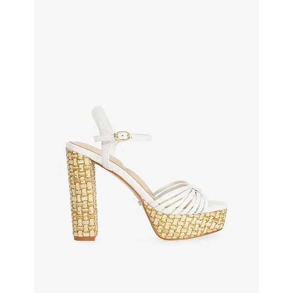 DUNE Minogue Leather Platform Sandals - White Leather
