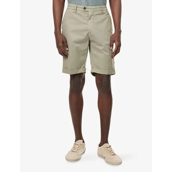 Corneliani Knee-length Chino Woven Shorts - Green Coloured 053