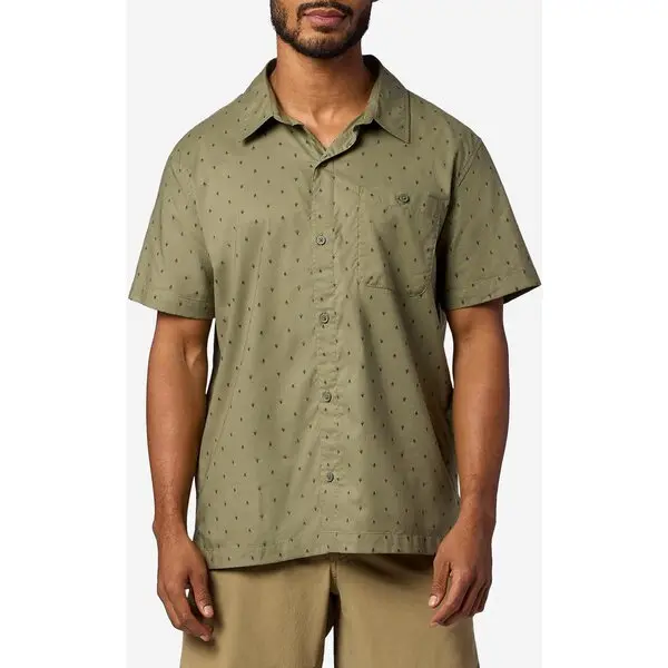 MARMOT Cedrus Organic Cotton Blend Short Sleeve Button-up Shirt - Olive Grove Sprout