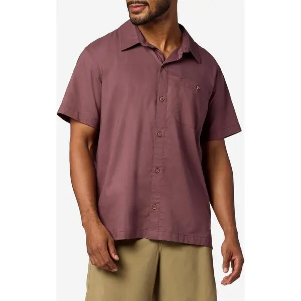 MARMOT Cedrus Organic Cotton Blend Short Sleeve Button-up Shirt - Sugar Plum