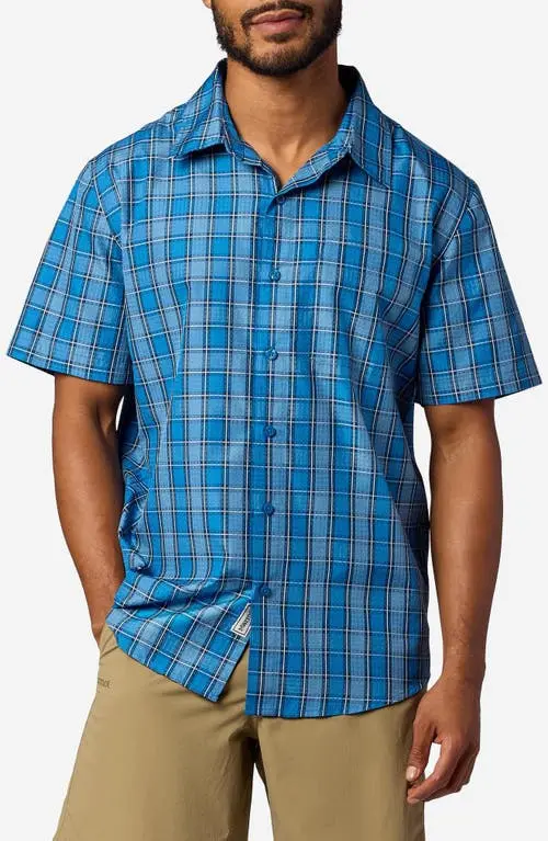 MARMOT Airexchange Solarshield Upf Short Sleeve Button-up Shirt - Nautical Blue Ranger Plaid