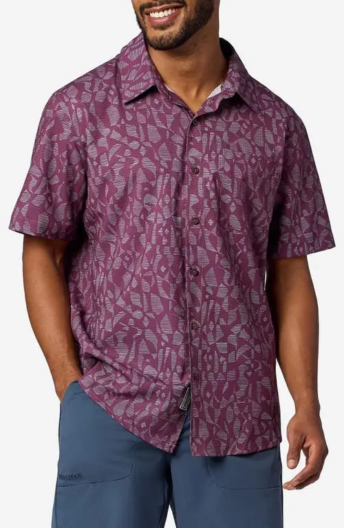MARMOT Airexchange Solarshield Upf Short Sleeve Button-up Shirt - Sugar Plum Fiesta Stripe