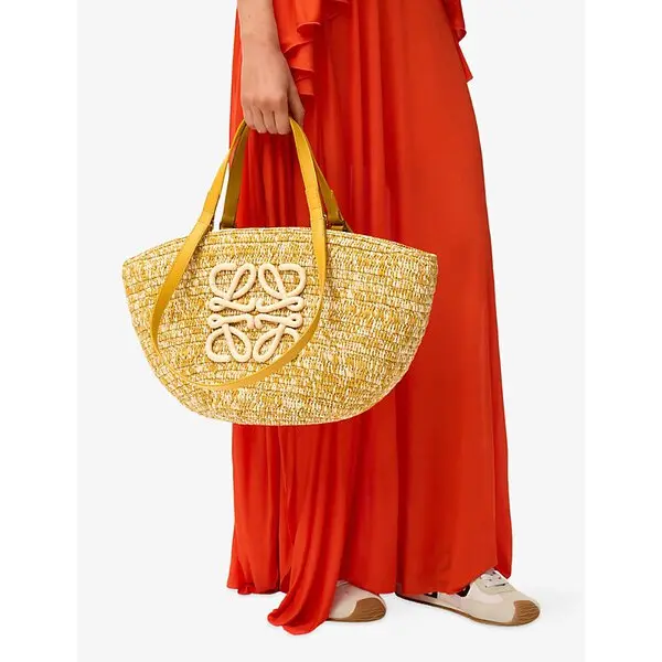 Loewe X Paula's Ibiza Eclipse Medium Raffia Basket Bag - Mustard
