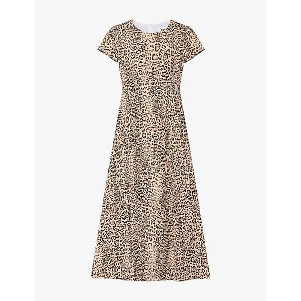 RO&ZO Print Short-sleeved Woven Maxi Dress - Leopard