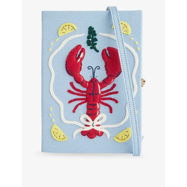 OLYMPIA LE-TAN Lobster Embroidered Book Clutch - Cornflower It