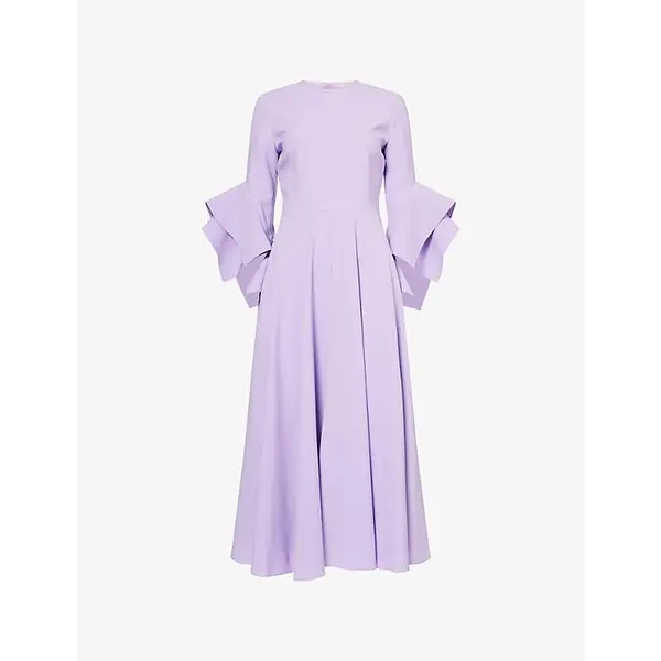 ROKSANDA Anniv Ayres Flared-sleeve Crepe Midi Dress - Heather