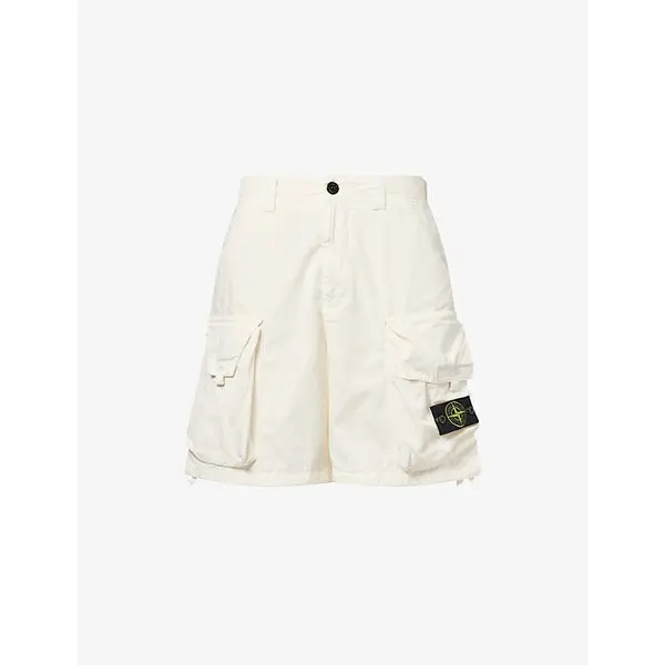 Stone Island Cotton Ripstop Cargo Shorts - Ivory