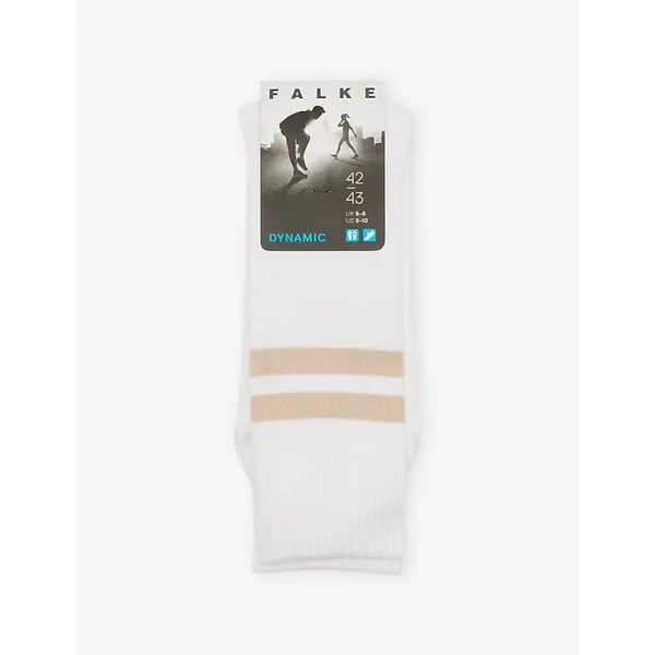 Falke Dynamic Stripe-trim Stretch-cotton Socks - White-cream