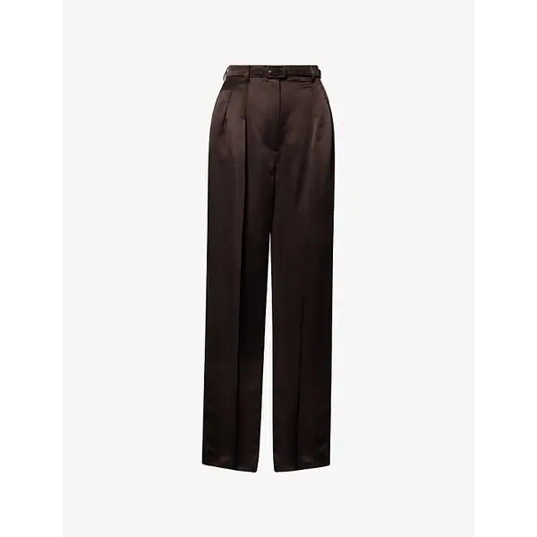 Gabriela Hearst Wide-leg Silk Trousers - Chocolate