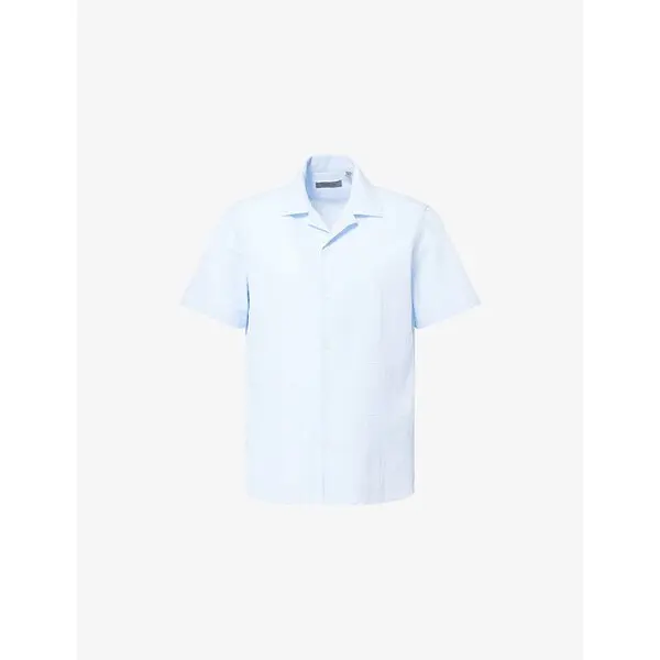 Corneliani Seersuk Camp Short Sleeve Cotton Shirt