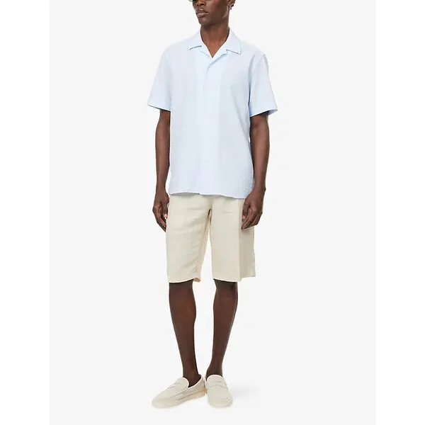 Corneliani Seersuk Camp Short Sleeve Cotton Shirt