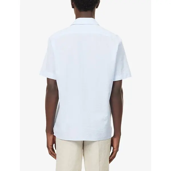 Corneliani Seersuk Camp Short Sleeve Cotton Shirt
