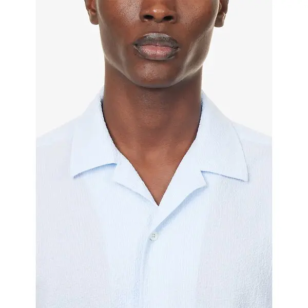 Corneliani Seersuk Camp Short Sleeve Cotton Shirt