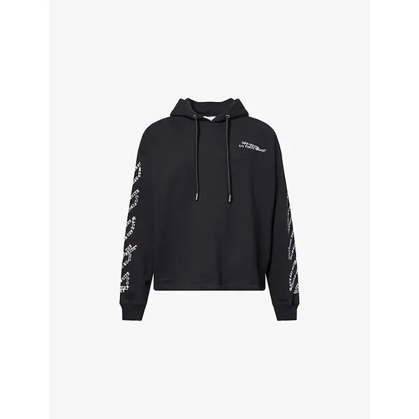 Off-White Type Arrow Loose-fit Cotton-jersey Hoody - Black