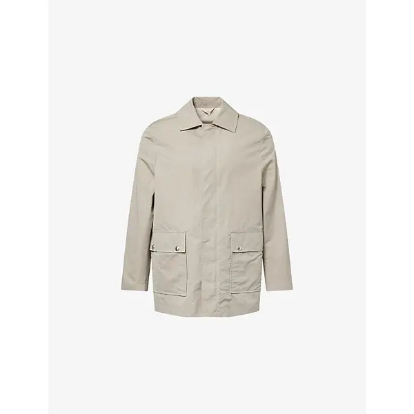Eleventy Classic-collar Cotton And Silk-blend Jacket - Military Green
