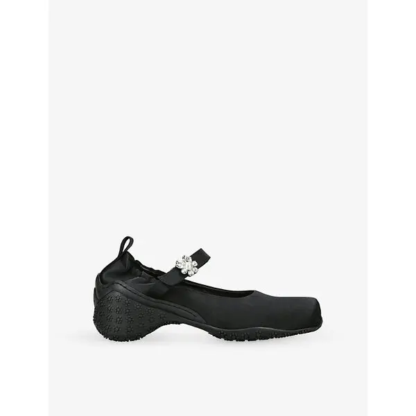 Simone Rocha Chunky-sole Satin Ballet Flats - Black