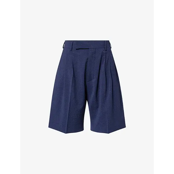 Paul Smith Pleated Knee-length Wool Shorts - Blue