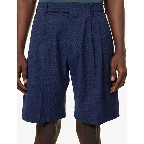 Paul Smith Pleated Knee-length Wool Shorts - Blue
