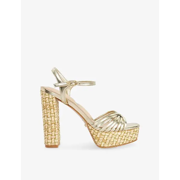 DUNE Minogue Leather Platform Sandals - Gold Leather