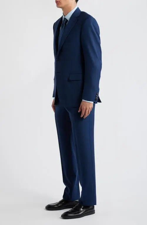 Canali Siena Regular Fit Check Super 150s Wool Suit - Navy