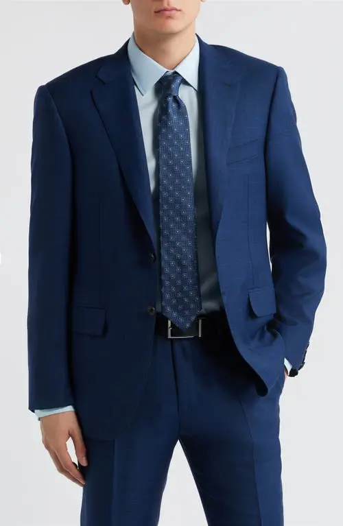 Canali Siena Regular Fit Check Super 150s Wool Suit - Navy