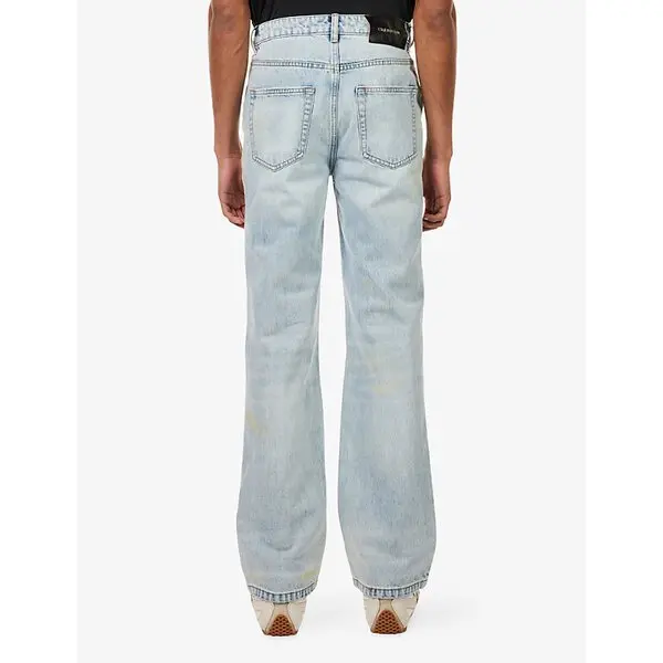 COLE BUXTON Paint-marked Straight-leg Denim Jeans