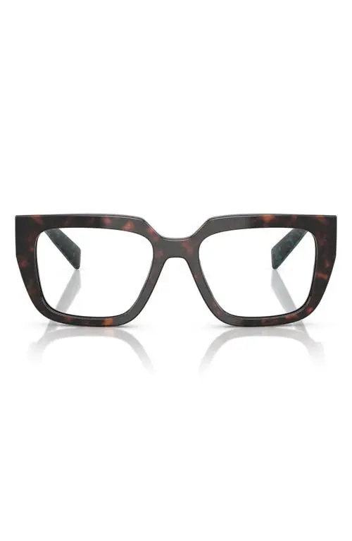 Prada 52mm Square Optical Glasses - Brown Tortoise