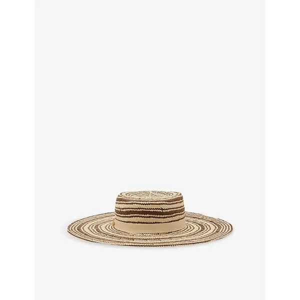 REISS Striped Straw Sun Hat - Natural