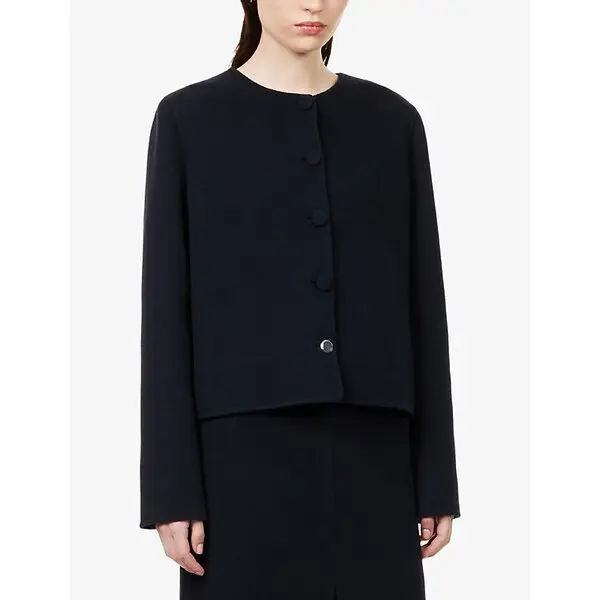 Gabriela Hearst Round-neck Cashmere Jacket - Dark Navy
